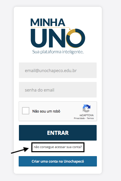 Redefinição de senha da Minha Uno | Me Ajuda Unochapecó